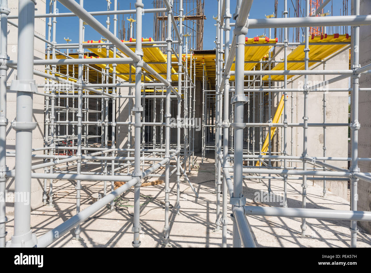 metal scaffolding and supports close-up Stock Photo - Alamy