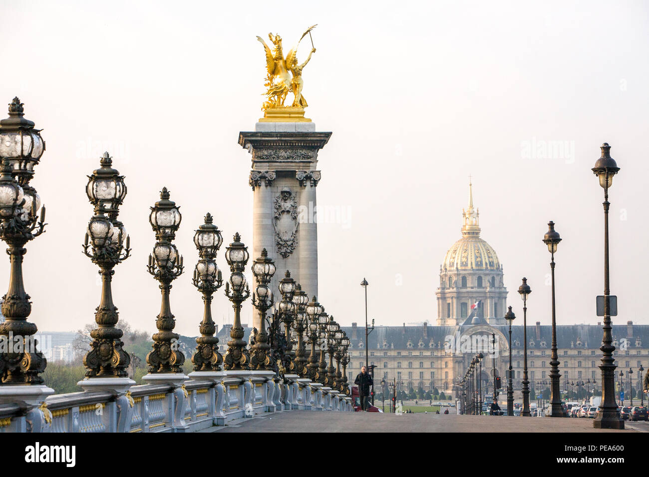 Les Invalides from Pont Alexandre III Stock Photo - Alamy