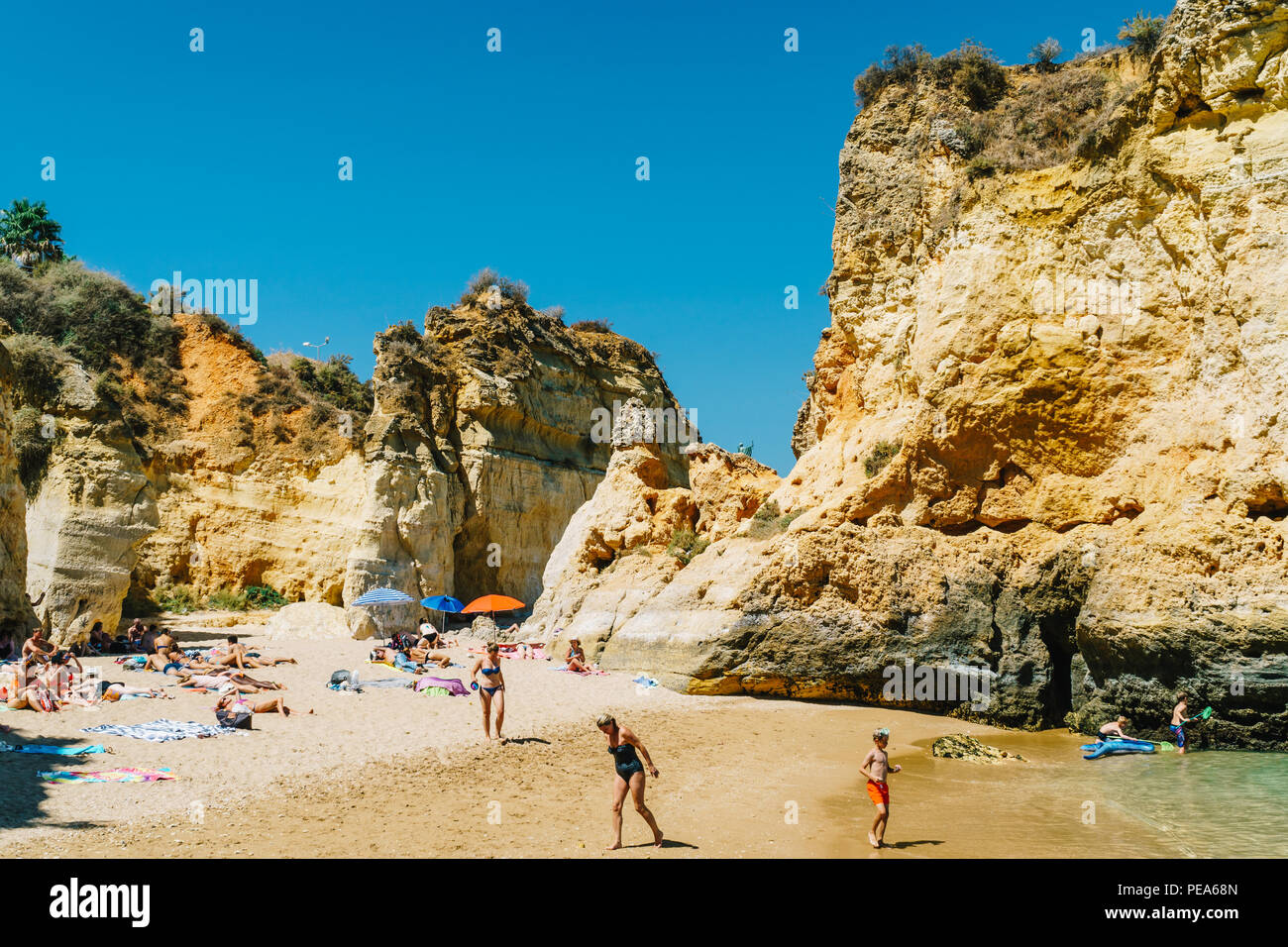 LAGOS, PORTUGAL - AUGUST 31, 2017: People Having Fun In Water And ...