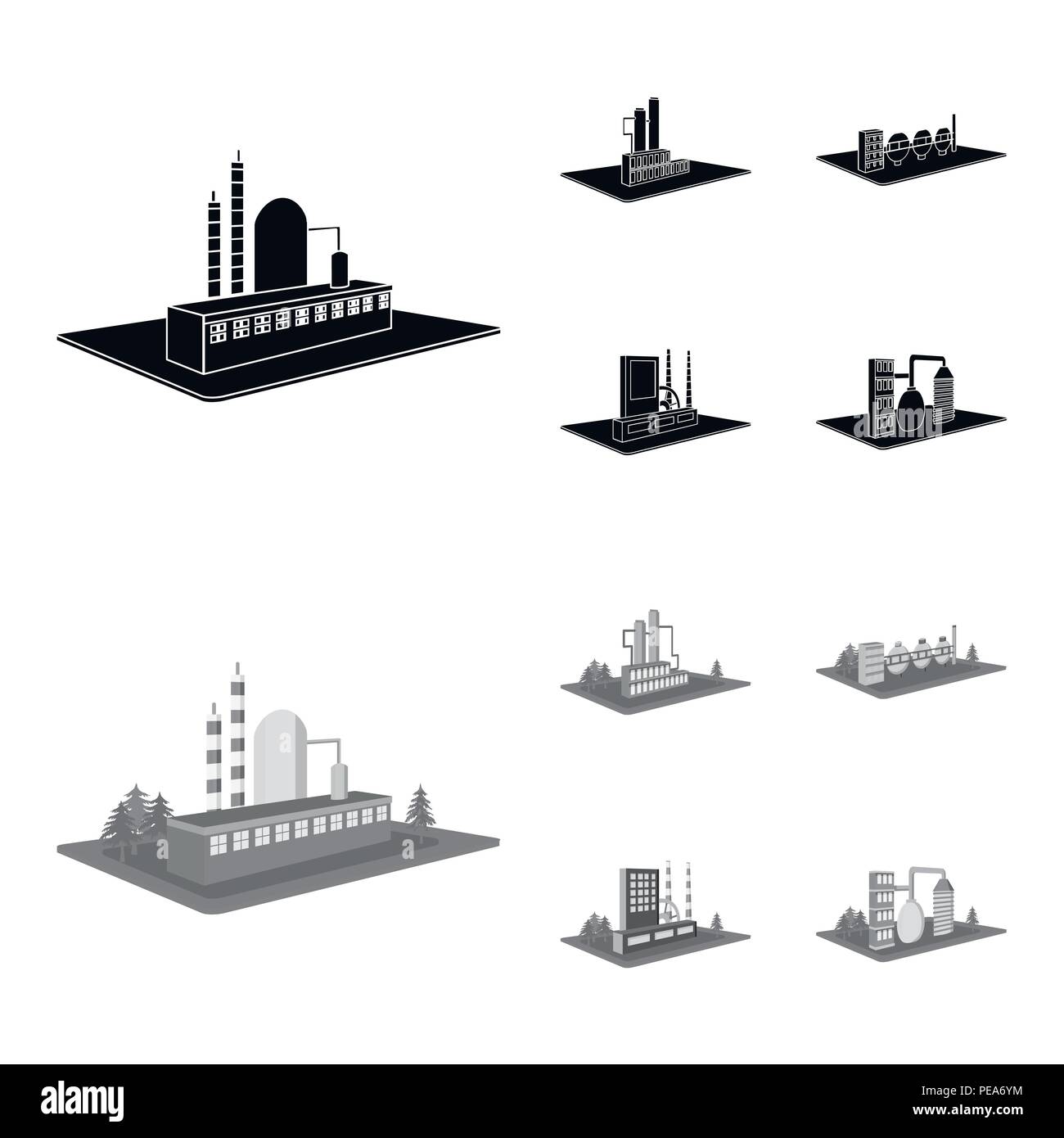 Processing factory,metallurgical plant. Factory and industry set ...