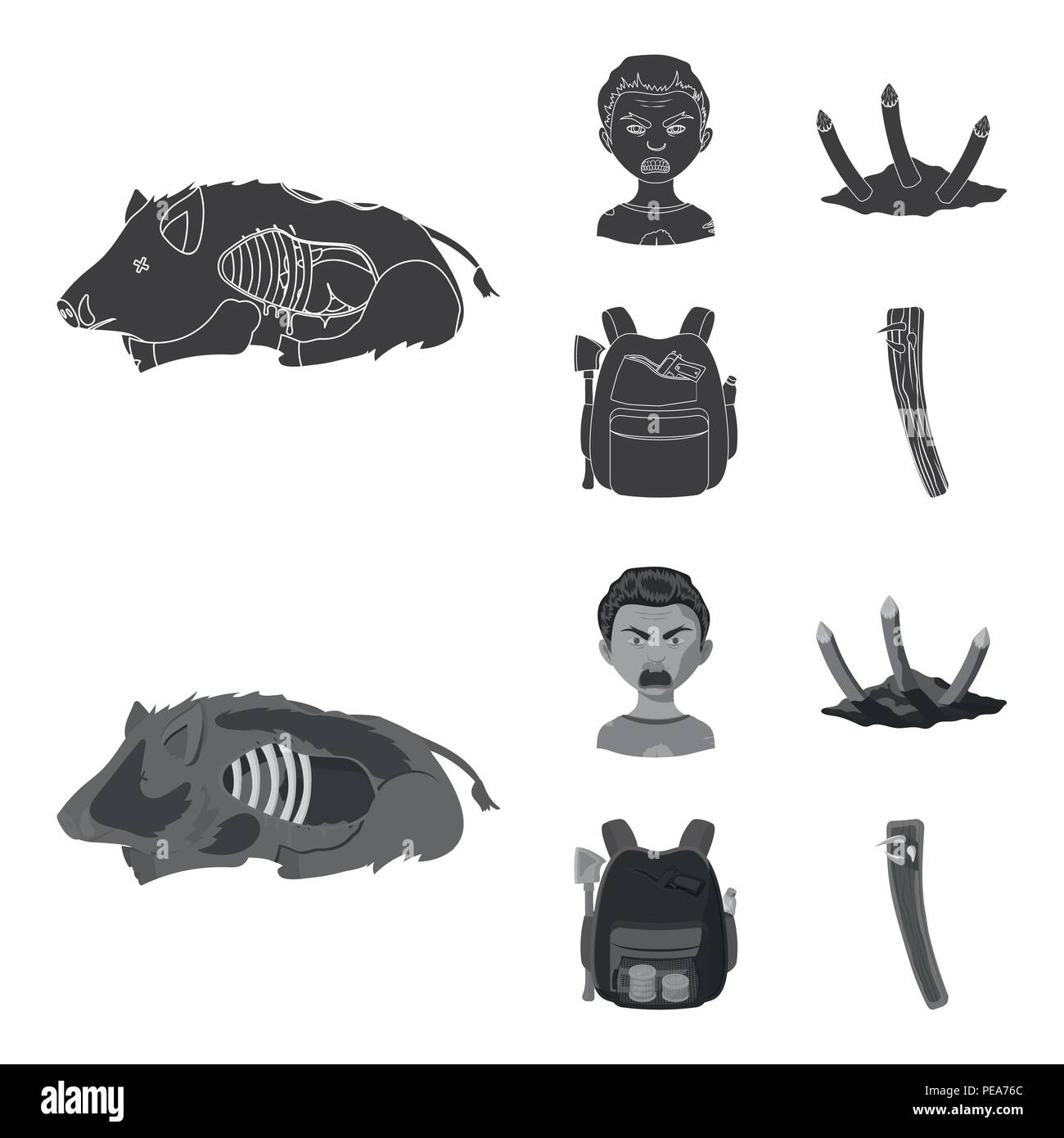 Zombies and Attributes black,monochrom icons in set collection for ...