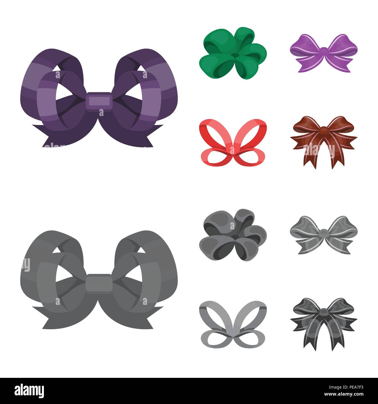 Multicolored bows cartoon,black,flat,outline icons in set collection ...