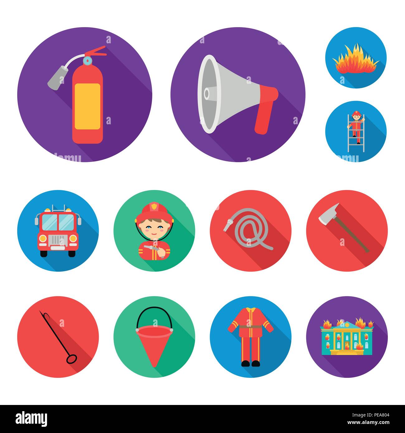 Fire Department flat icons in set collection for design. Firefighters ...