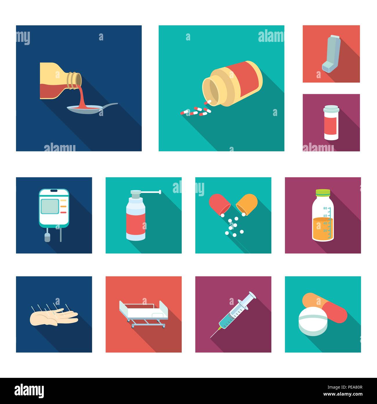 Medicine and treatment flat icons in set collection for design ...
