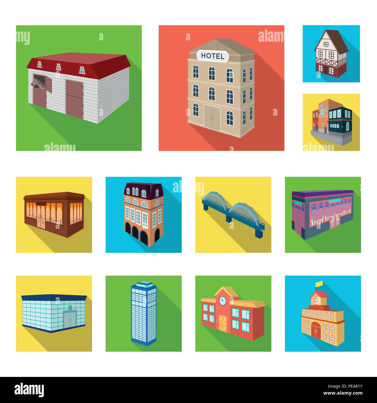 Building and architecture flat icons in set collection for design.The ...
