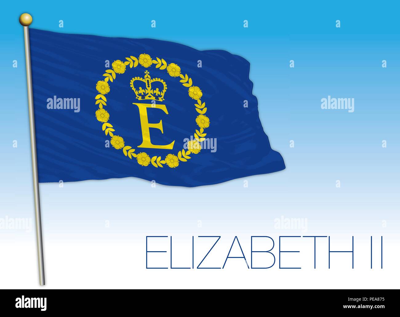 Queen Elizabeth the second ensign flag, United Kingdom, vector ...