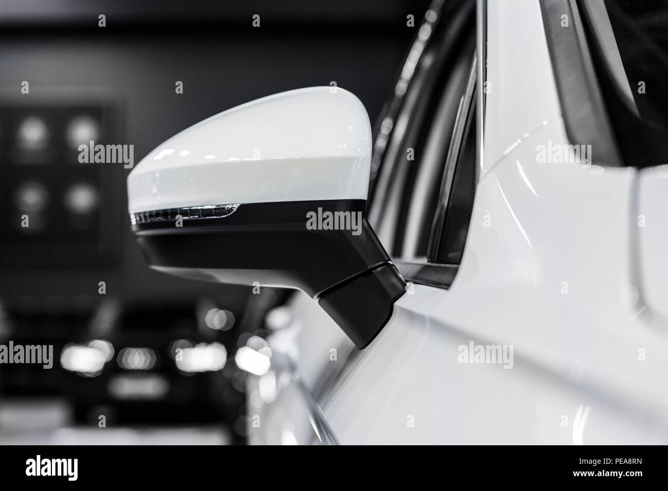 mirror of SUV with turn signal, detail of car close-up Stock Photo - Alamy