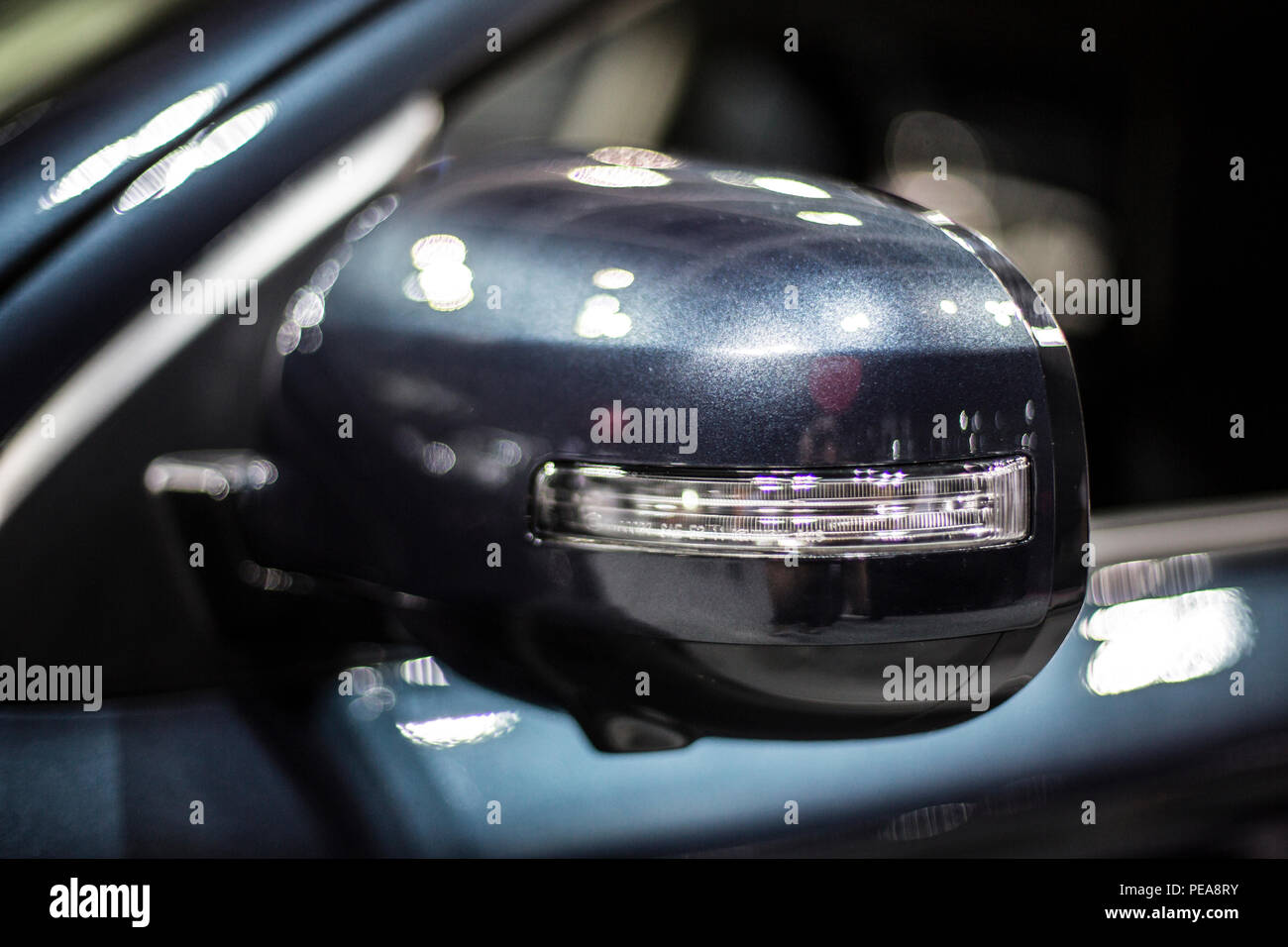 mirror of large SUV with turn signal, detail of car close-up Stock ...