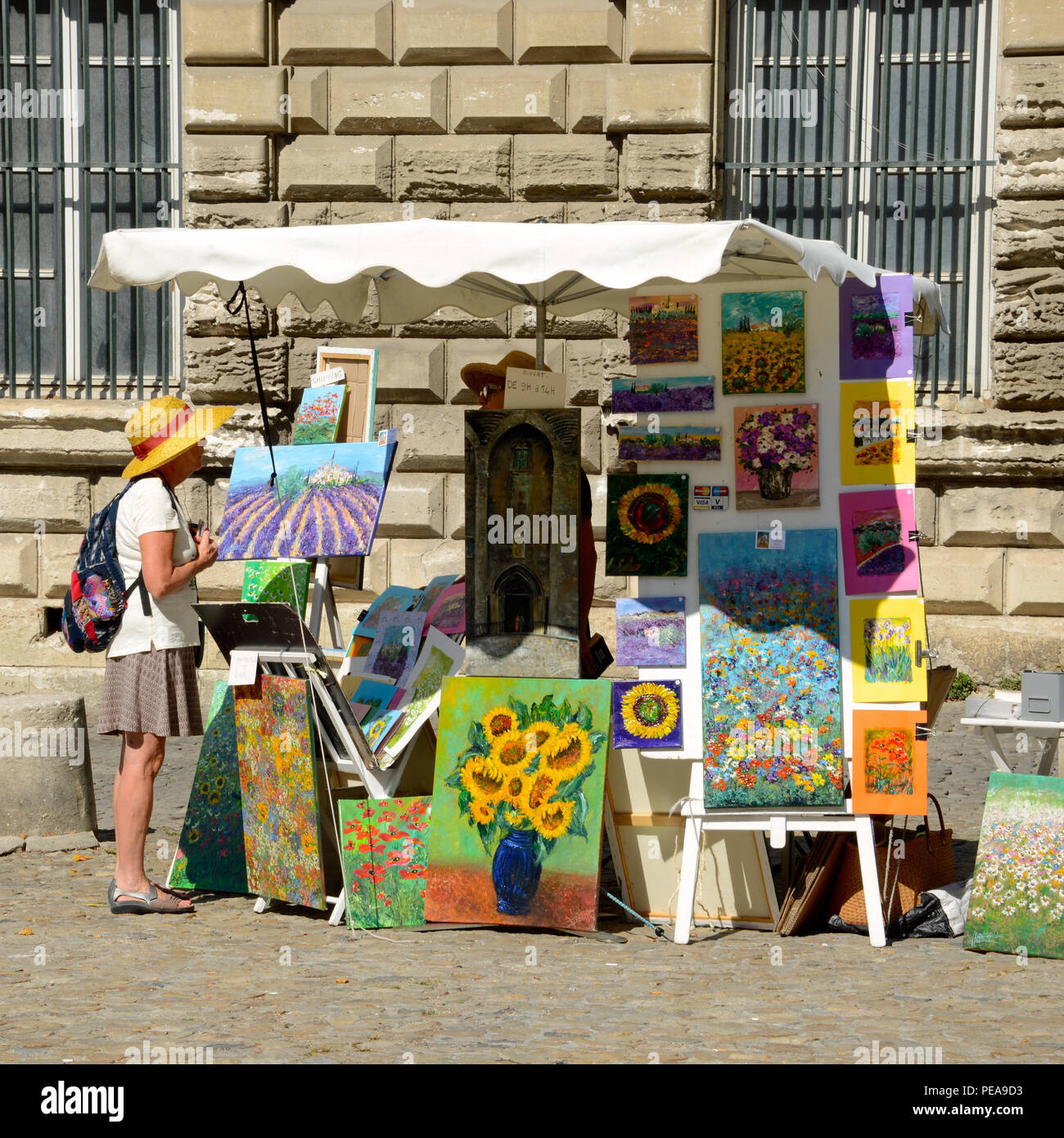 Art stall, Avignon, France Stock Photo - Alamy