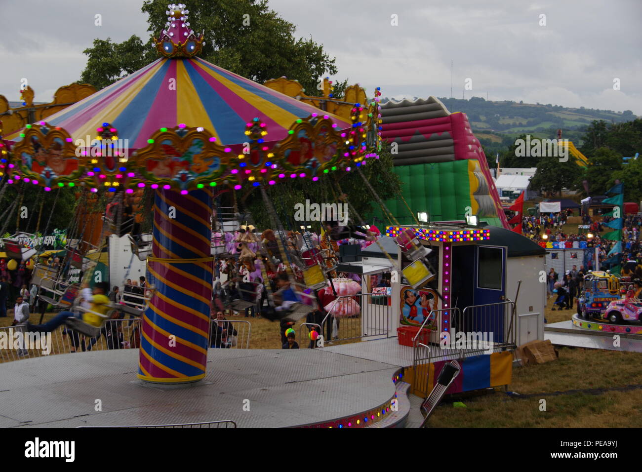 Fairground Ride at Bristol Balloon Fiesta on a Rainy August Day. UK ...