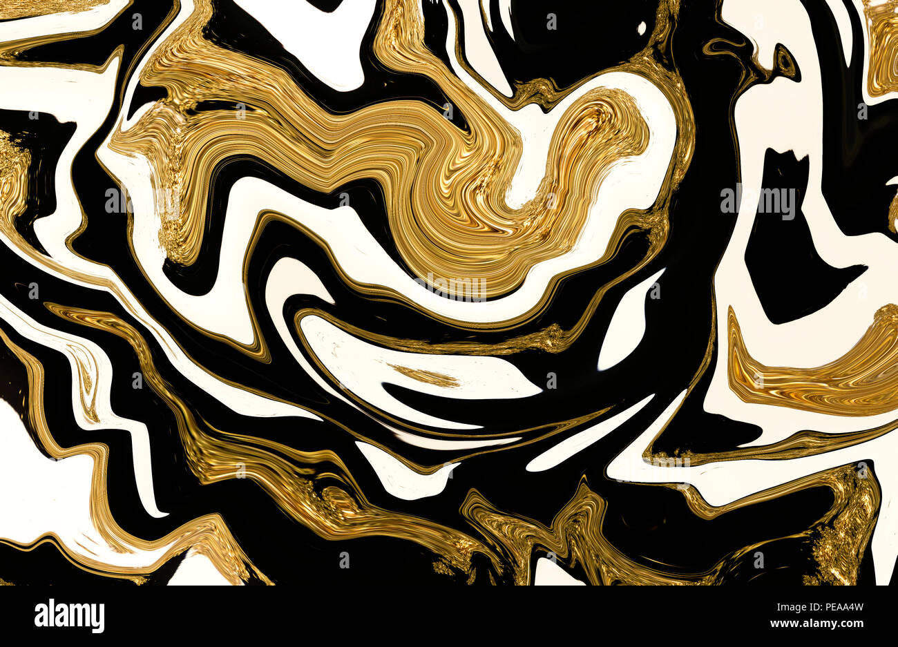 Gold marbling texture design. Black and golden marble pattern. Fluid ...