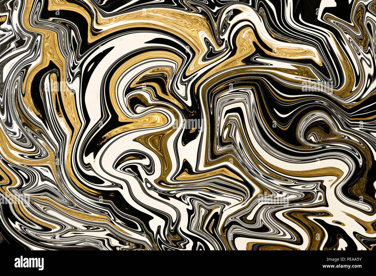 Gold marbling texture design. Black and golden marble pattern. Fluid ...