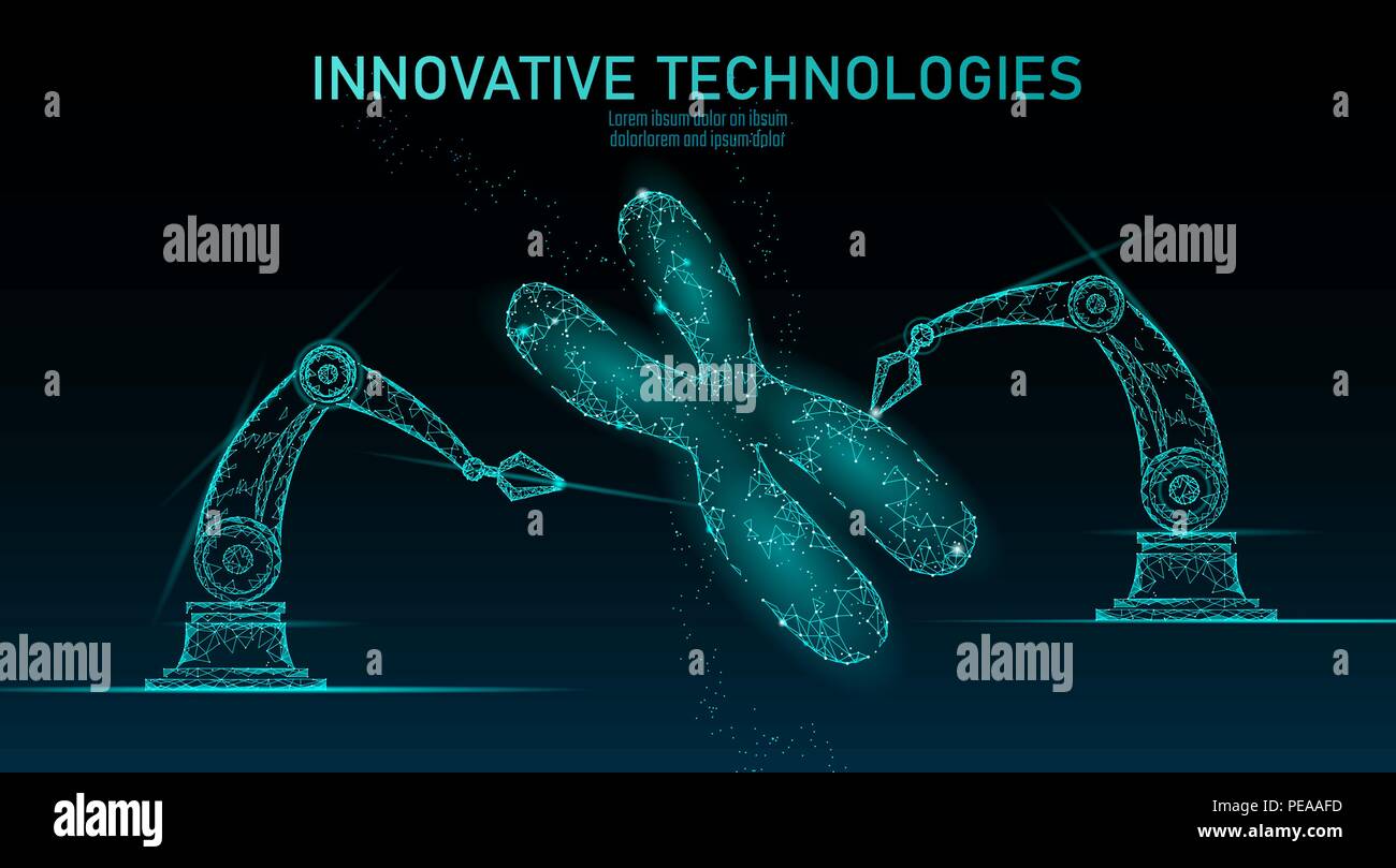 Chromosome DNA structure medicine concept. Low poly polygonal triangle ...