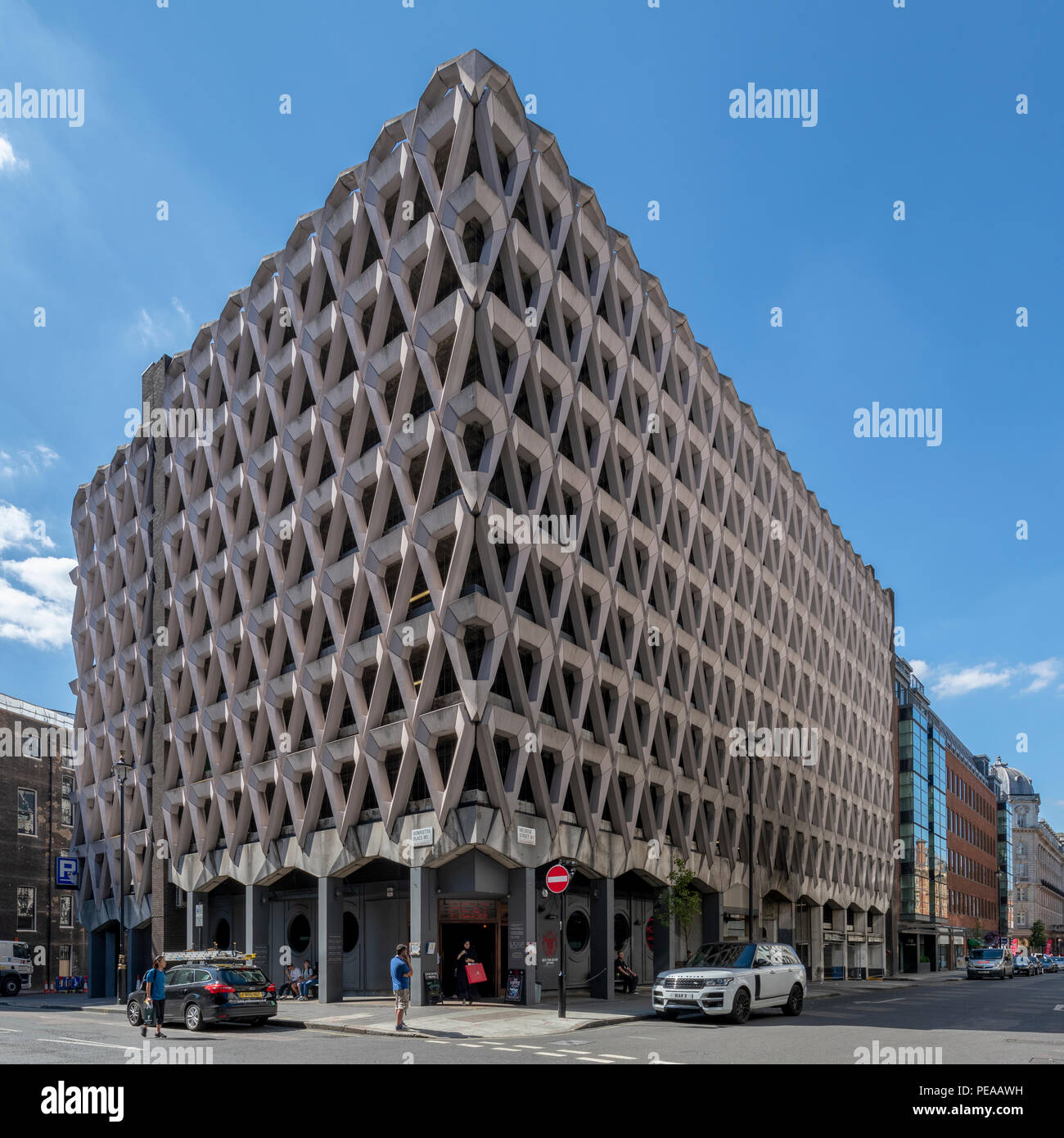 Car park covered in concrete diamond shapes hi-res stock photography ...