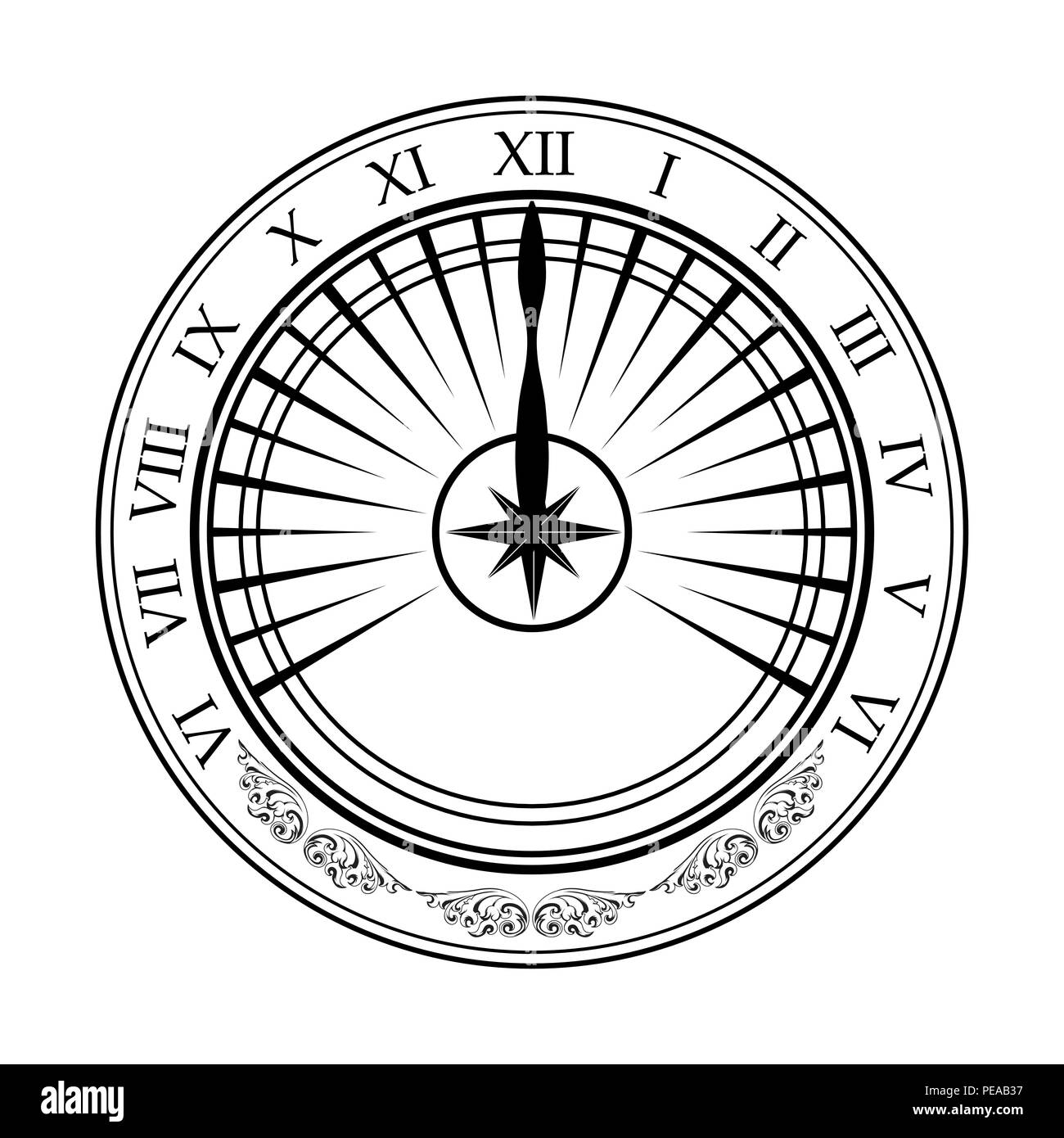 Black sundial silhouette isolated on white background Stock Vector ...