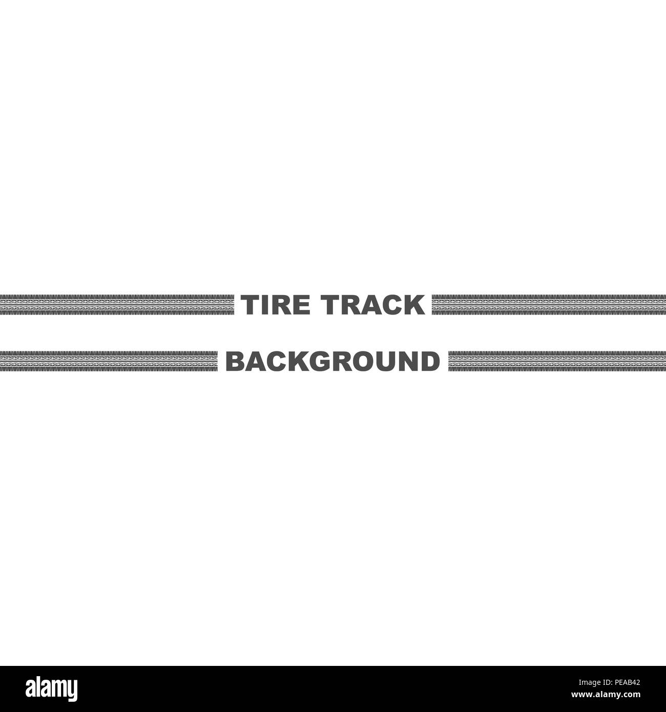 Two tire track silhouettes with sample text isolated on white ...