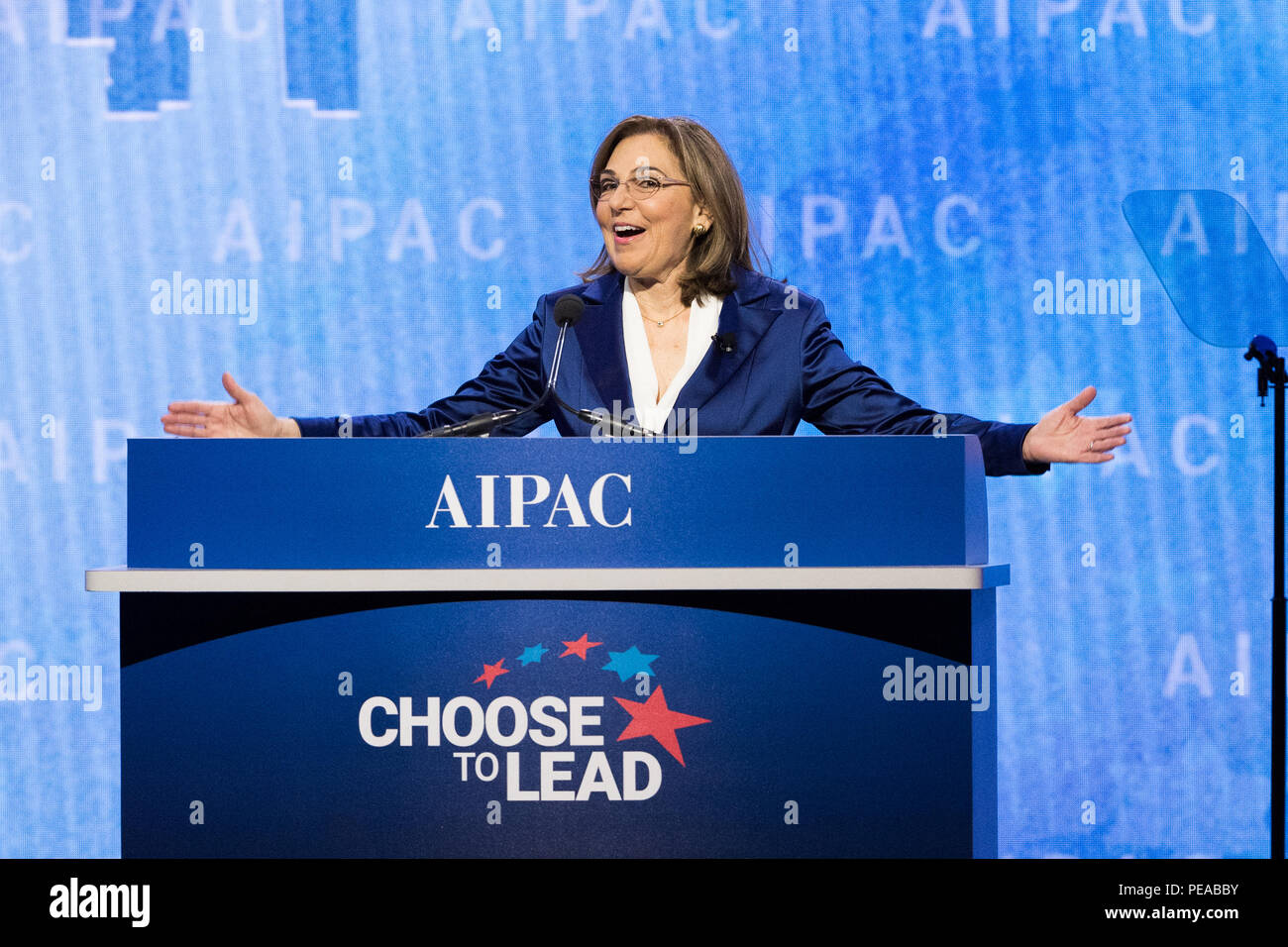 Lillian Pinkus, President of Board of Directors of AIPAC, speaking at ...