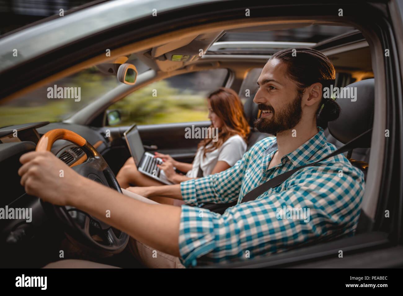 Woman on a working road trip hi-res stock photography and images - Alamy
