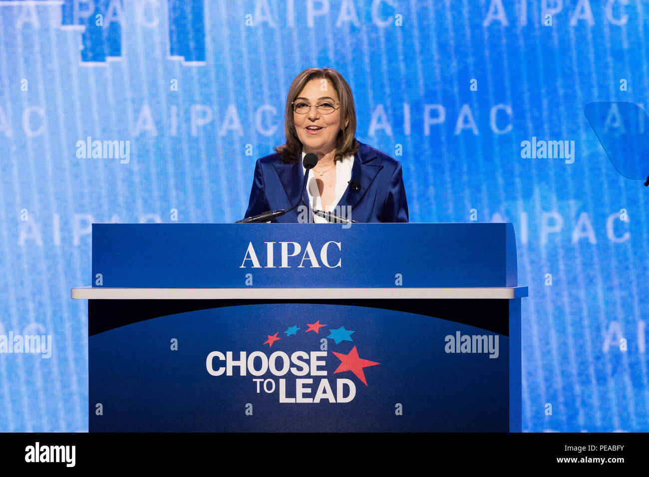 Lillian Pinkus, President of Board of Directors of AIPAC, speaking at ...