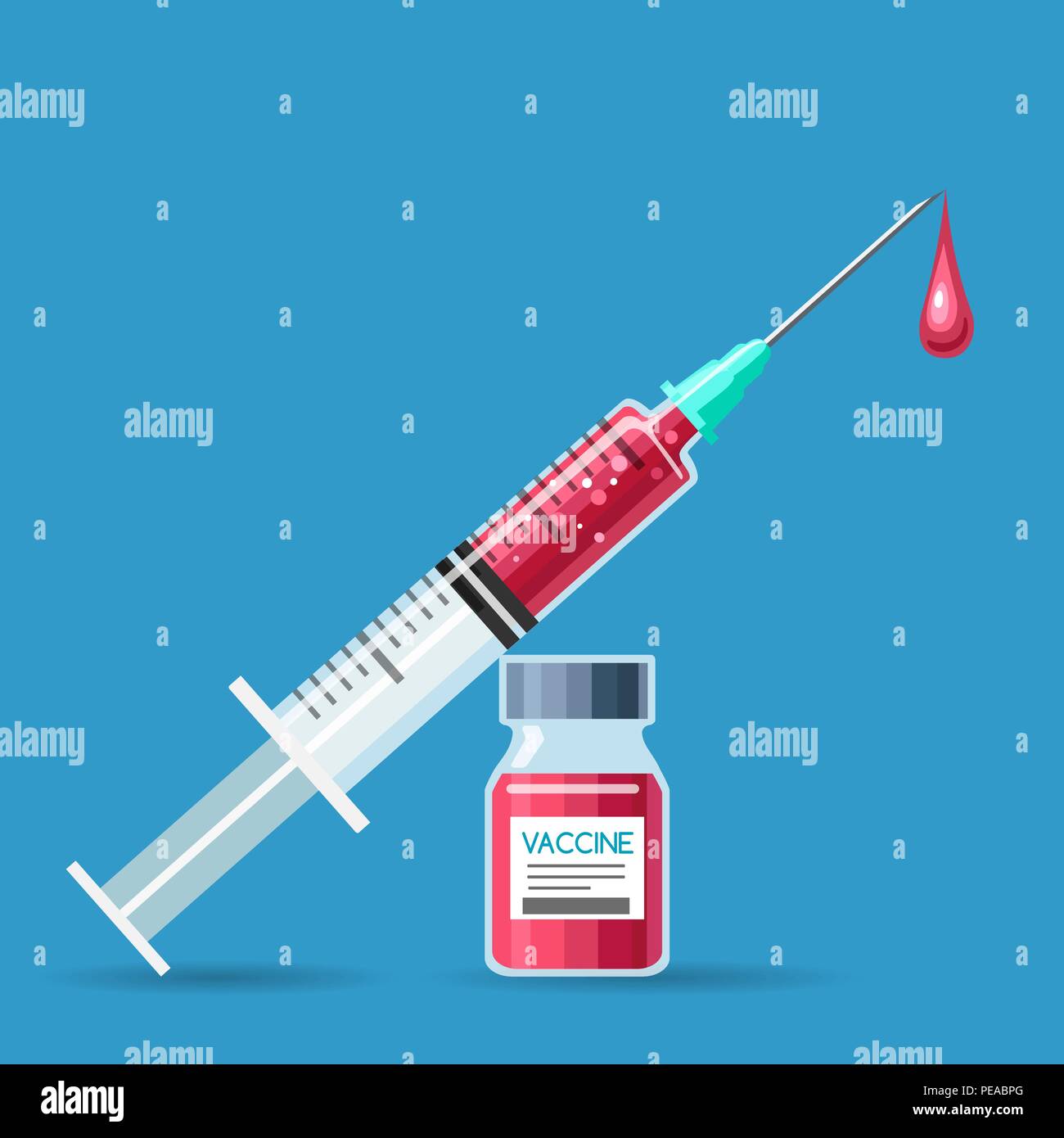 Illness syringe. Medical syringes inoculation vector illustration ...