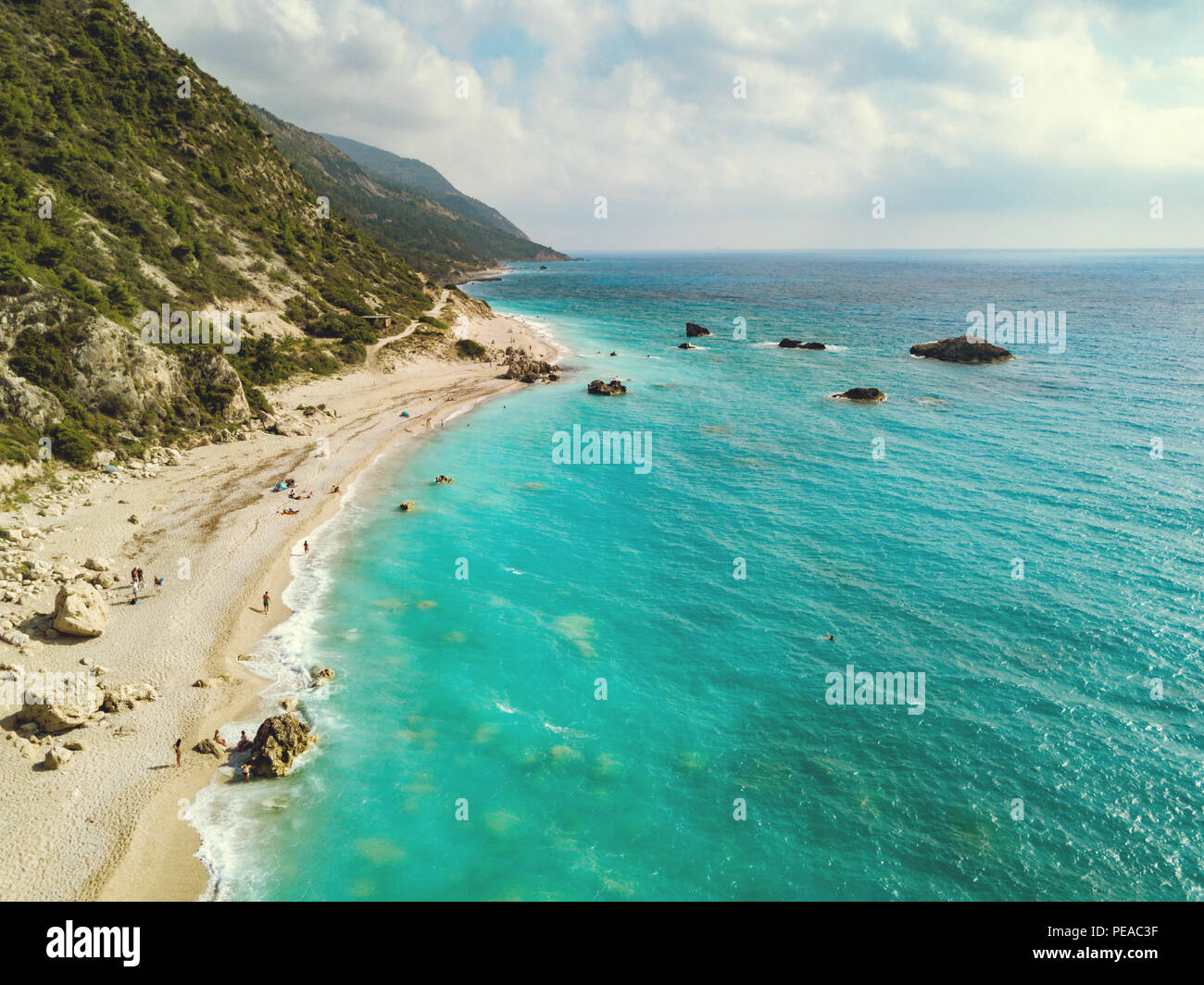 Aerial wild greek beach rocks hi-res stock photography and images - Alamy