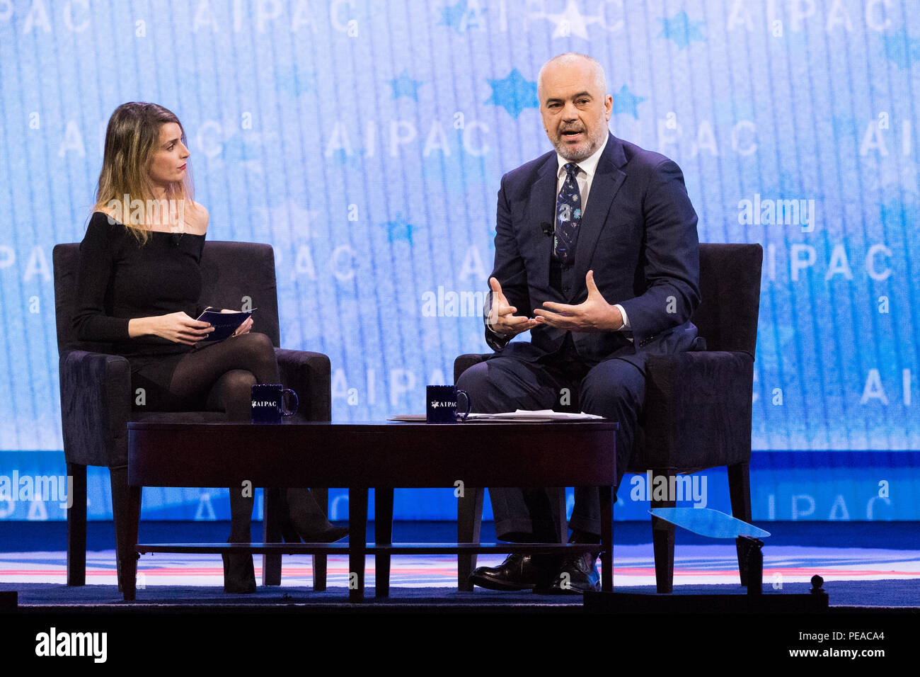 Edi Rama, Prime Minister of Albania, speaking at the AIPAC (American ...