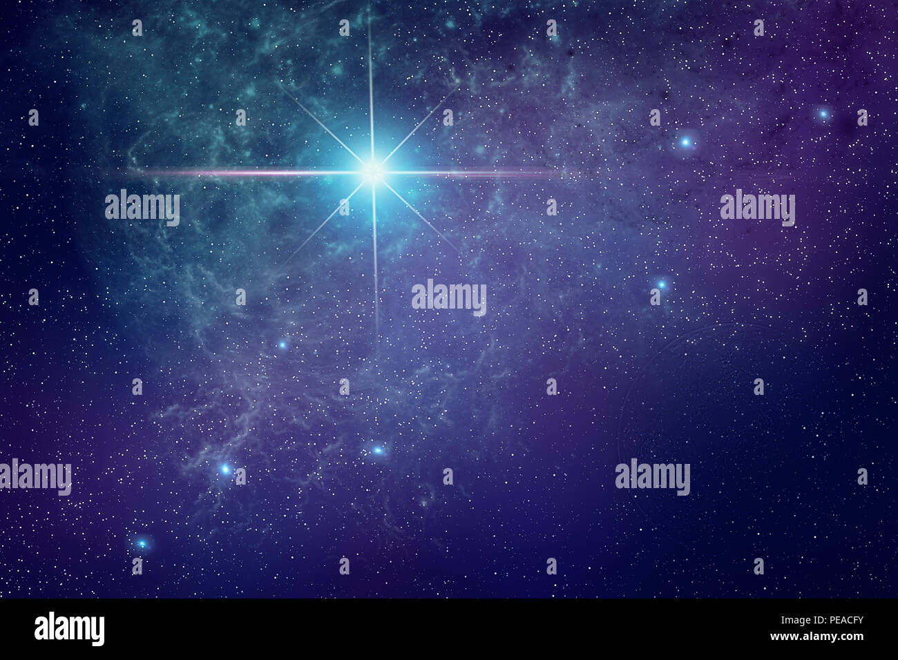 A bright star in a star galaxy in the Universe Stock Photo - Alamy