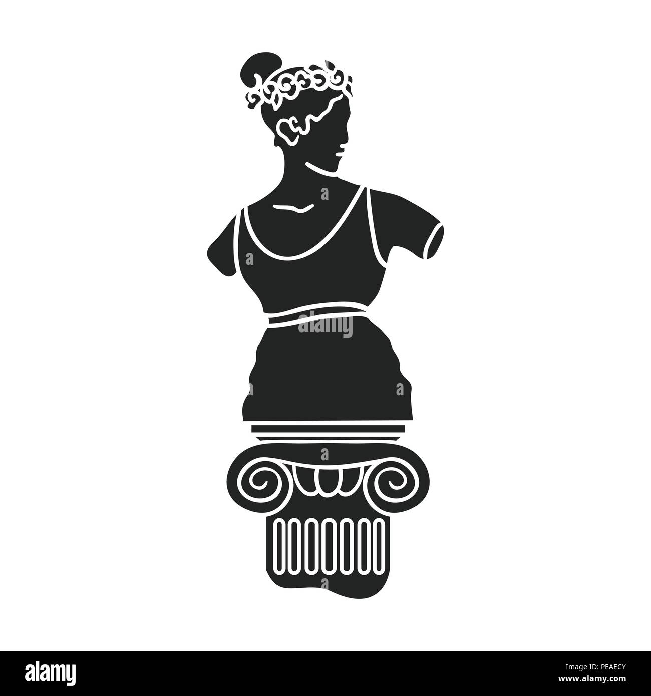 Statue icon in black style isolated on white background. Museum symbol ...