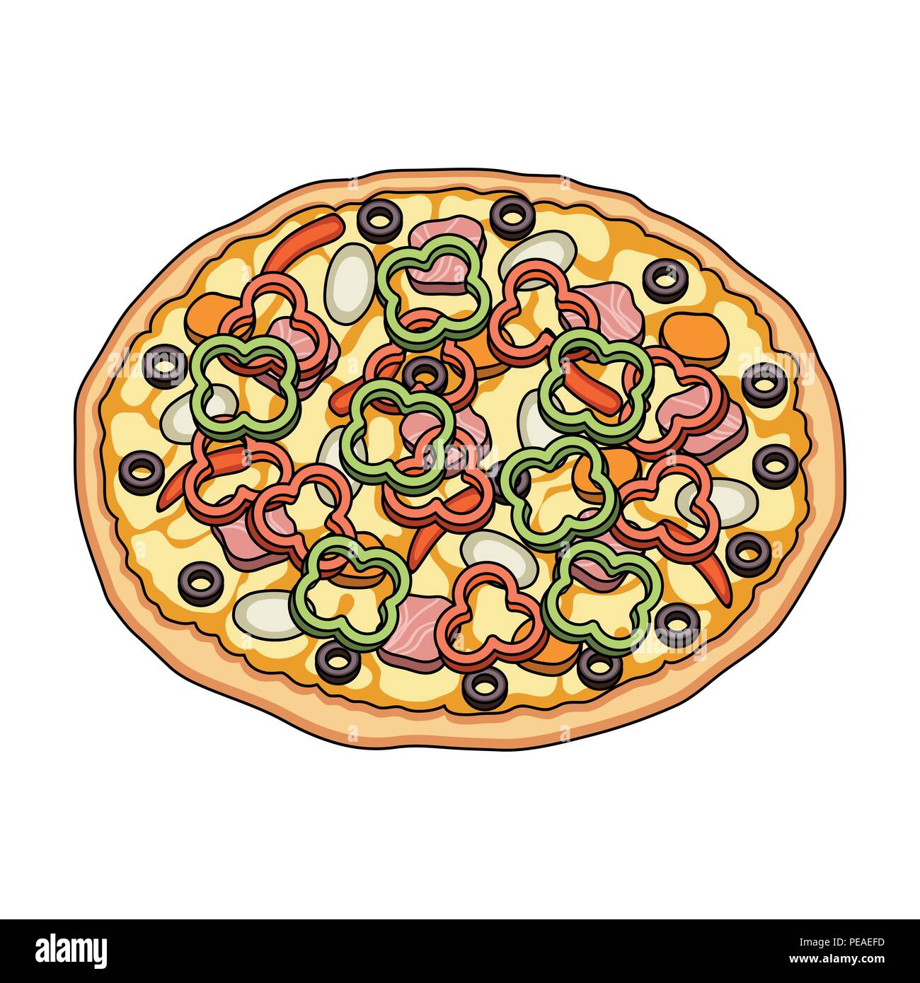 Pizza with meat, cheese and other filling. Different pizza single icon ...