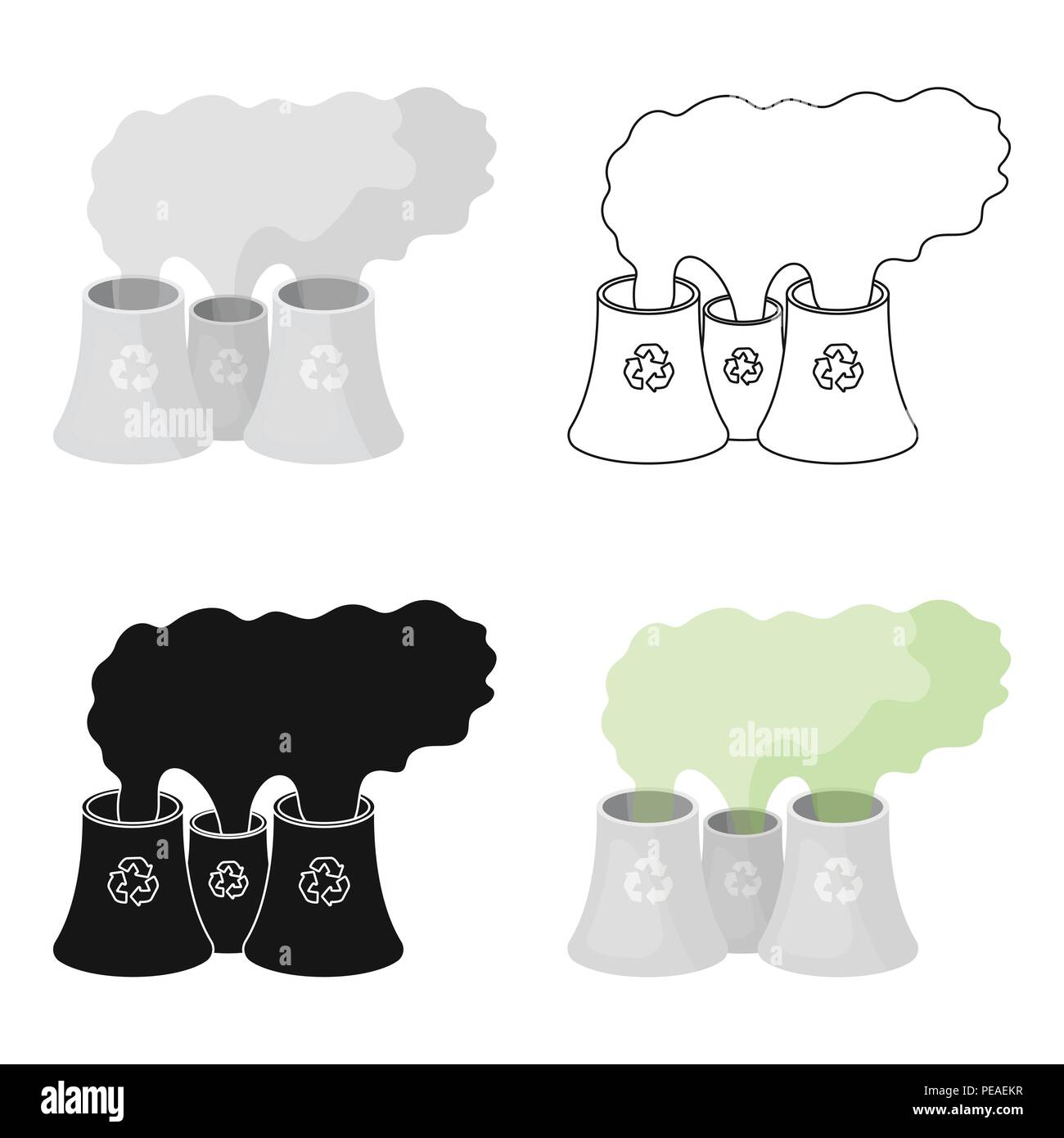 Recycling plant icon in outline design isolated on white background ...