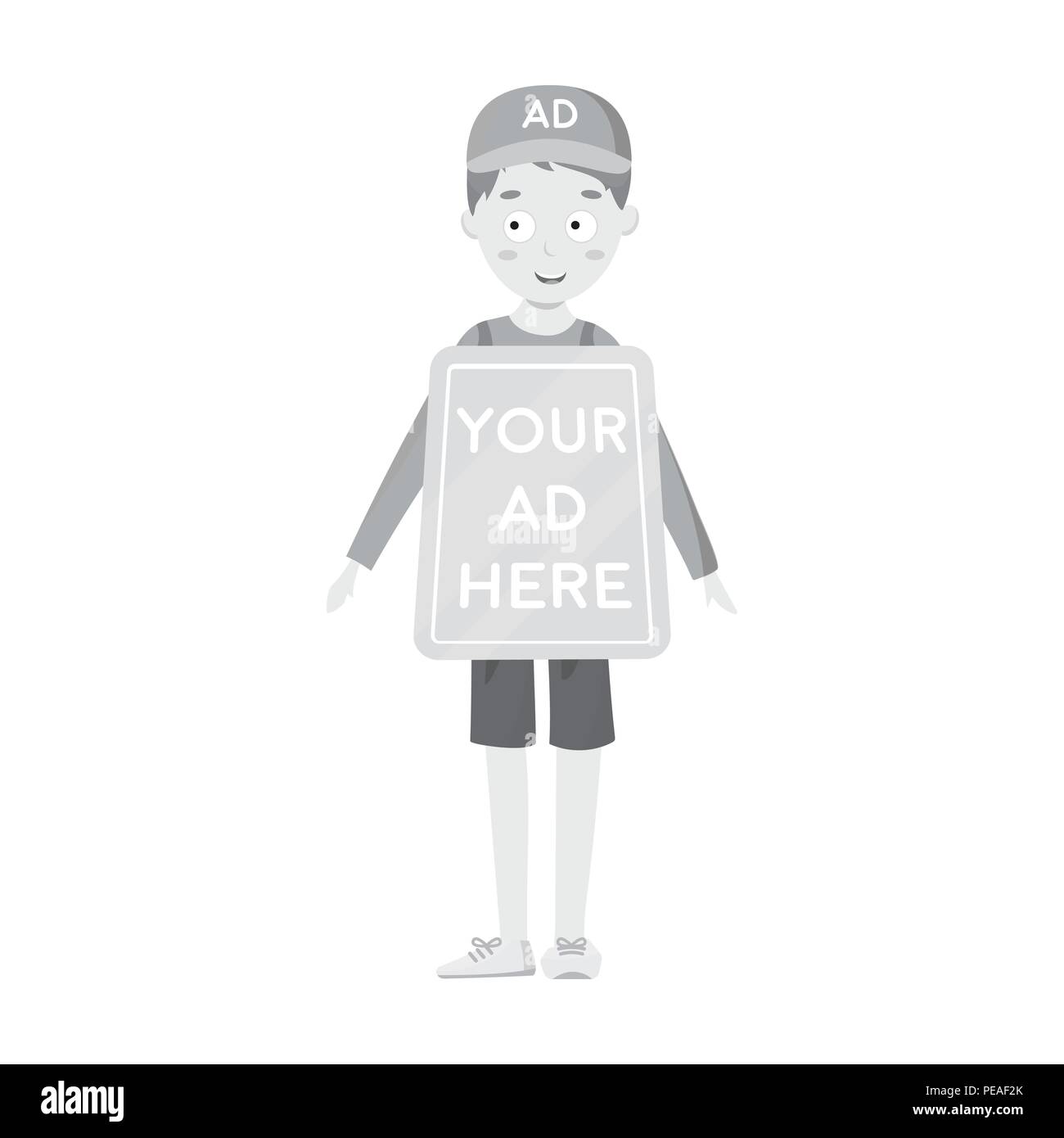 Human billboard icon in monochrome style isolated on white background ...