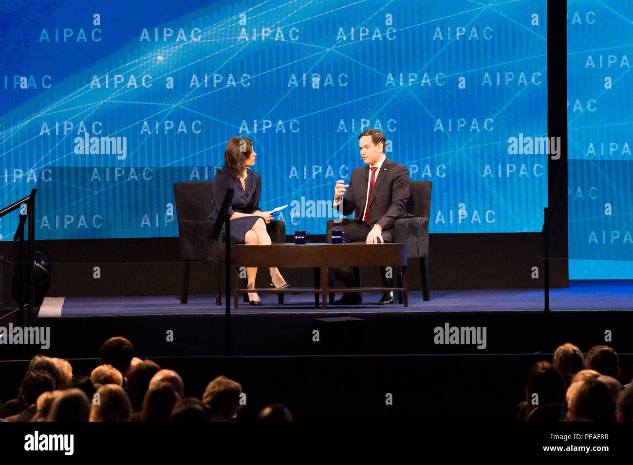 Marco Rubio, US Senator (R) from Florida, speaking at the AIPAC ...