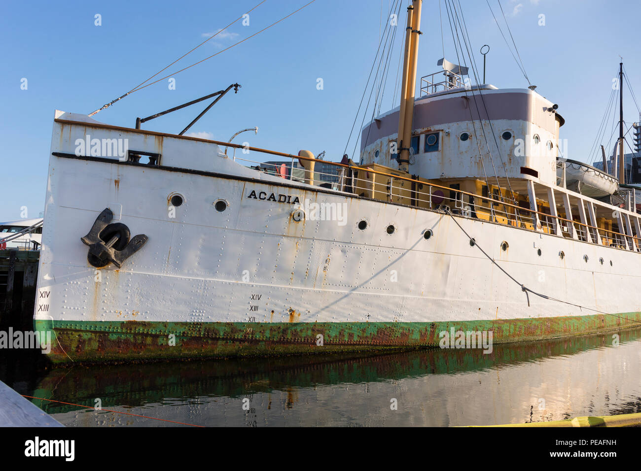 HALIFAX, NOVA SCOTIA, CANADA - Museum ship, the CSS Acadia, a research ...