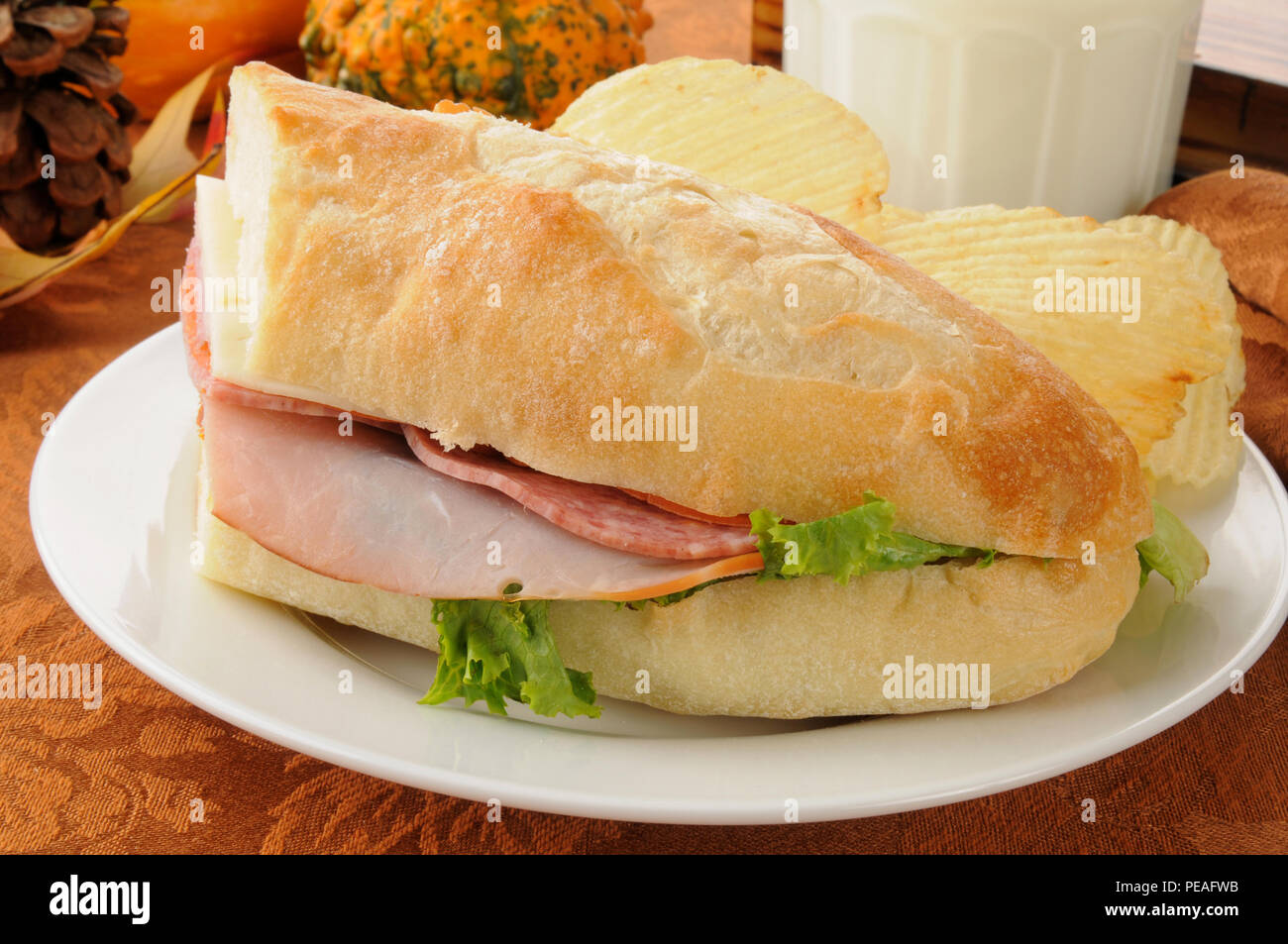 A hogie or submarine sandwich with milk Stock Photo - Alamy
