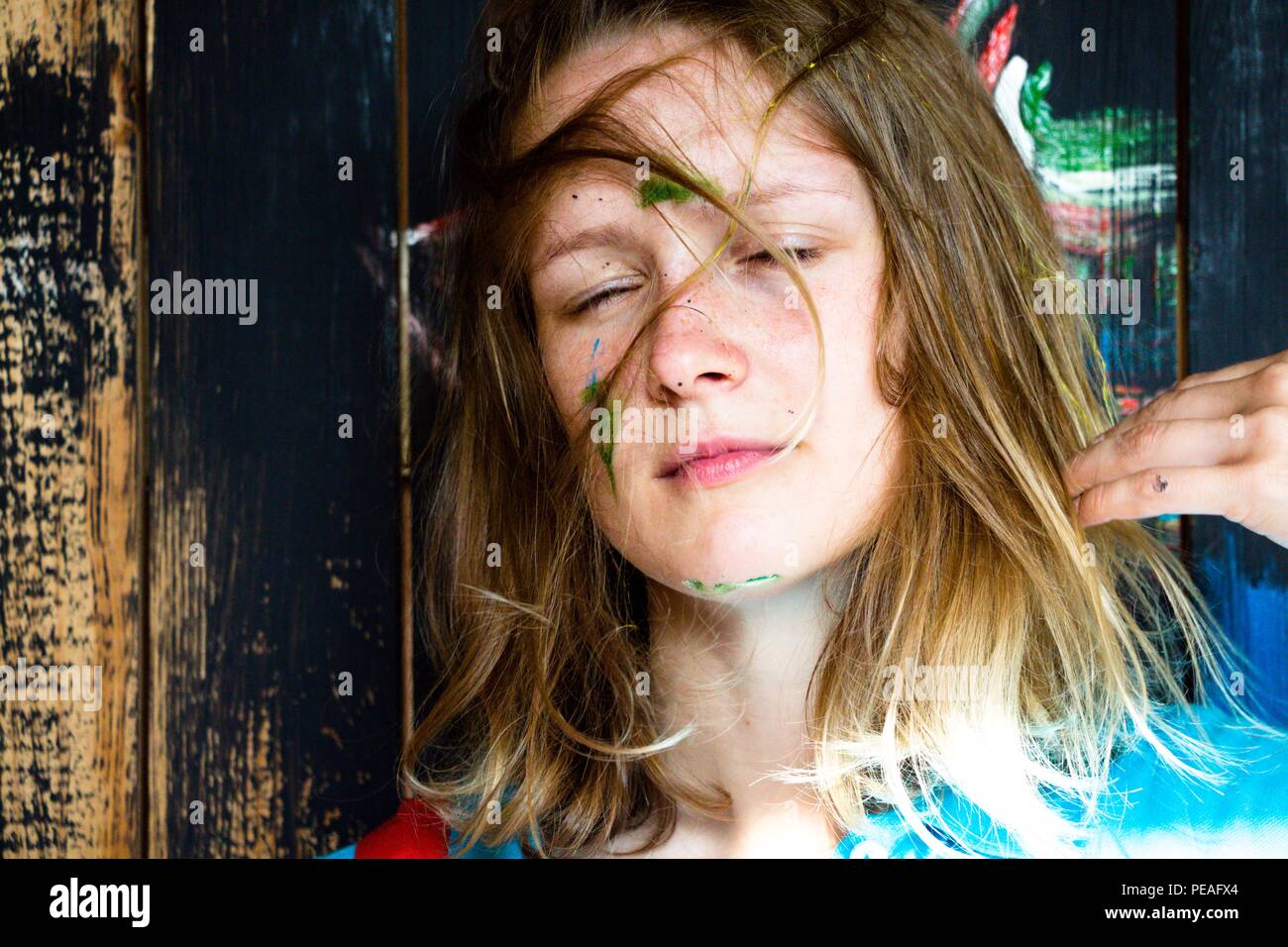 Woman thrown up hair hi-res stock photography and images - Alamy