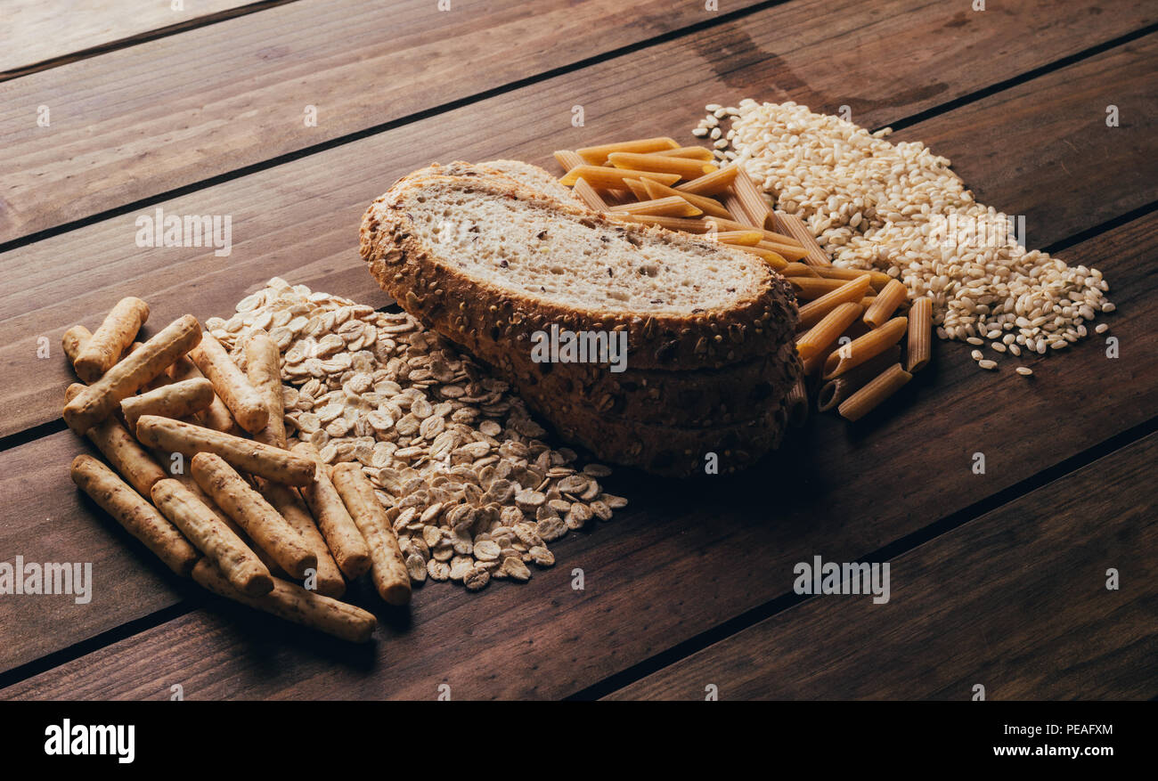 Wholegrain foods, with high fiber content Stock Photo - Alamy