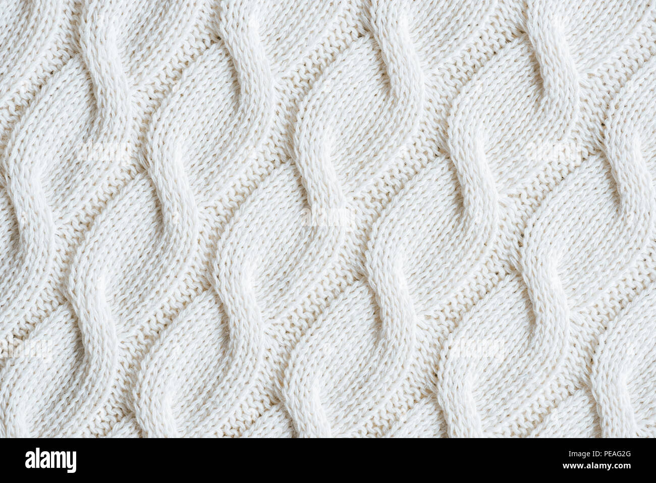 full frame image of white knitted woolen fabric background Stock Photo ...