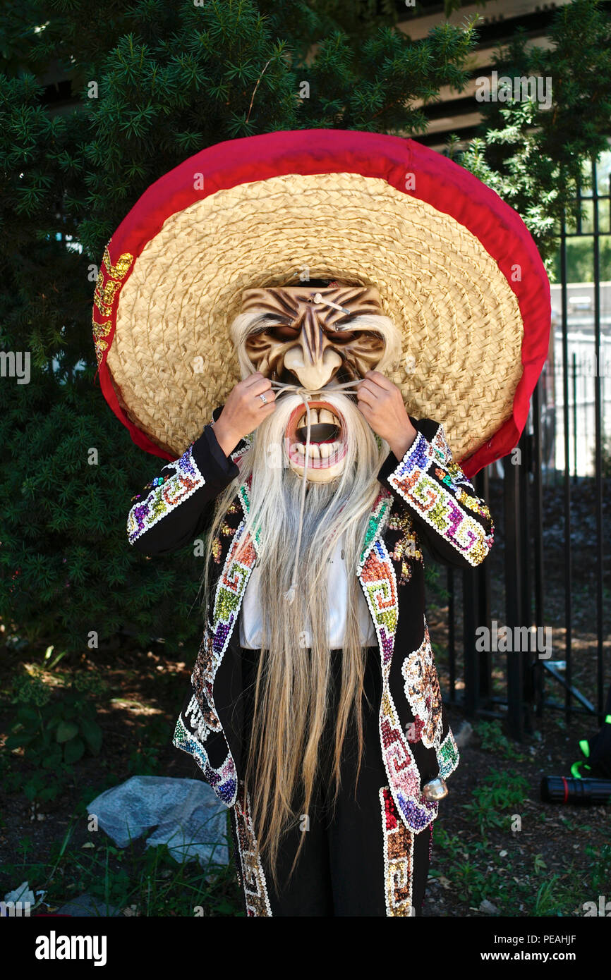 Dancer from Los Tecuanes de San Gabriel in Puebla. The dance represents ...