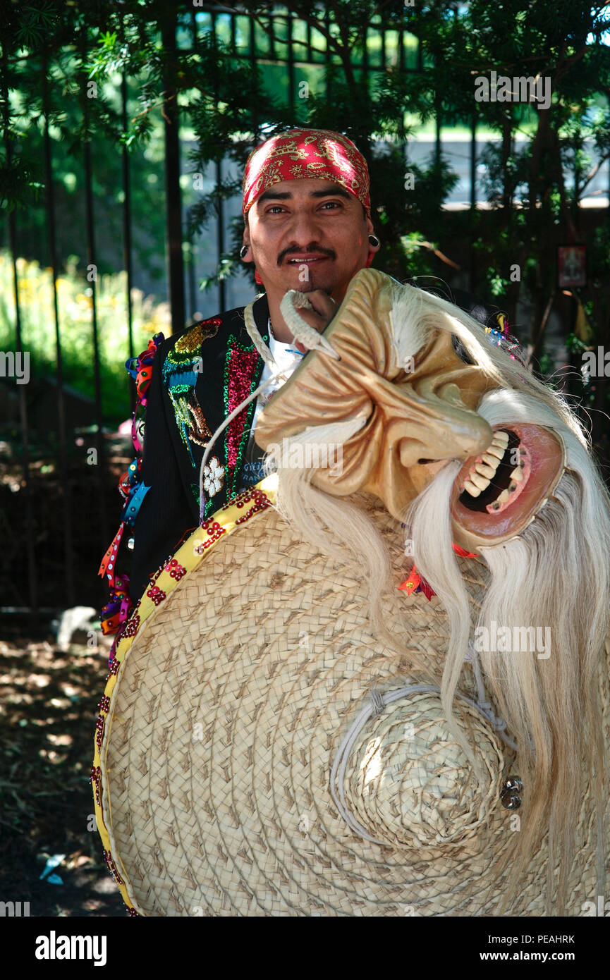Dancer from Los Tecuanes de San Gabriel in Puebla. The dance represents ...