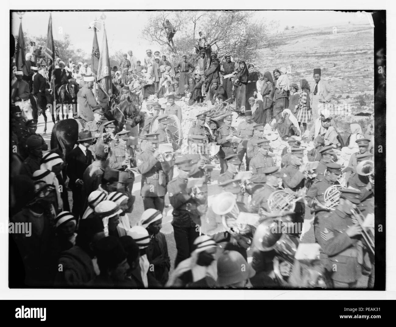 Arab crowd watching a marching band (most Arab Stock Photo - Alamy