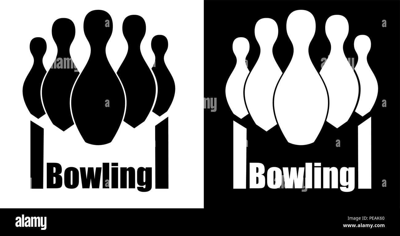 Bowling bowls with a regular base and lanes, bowling minimalistic logo ...