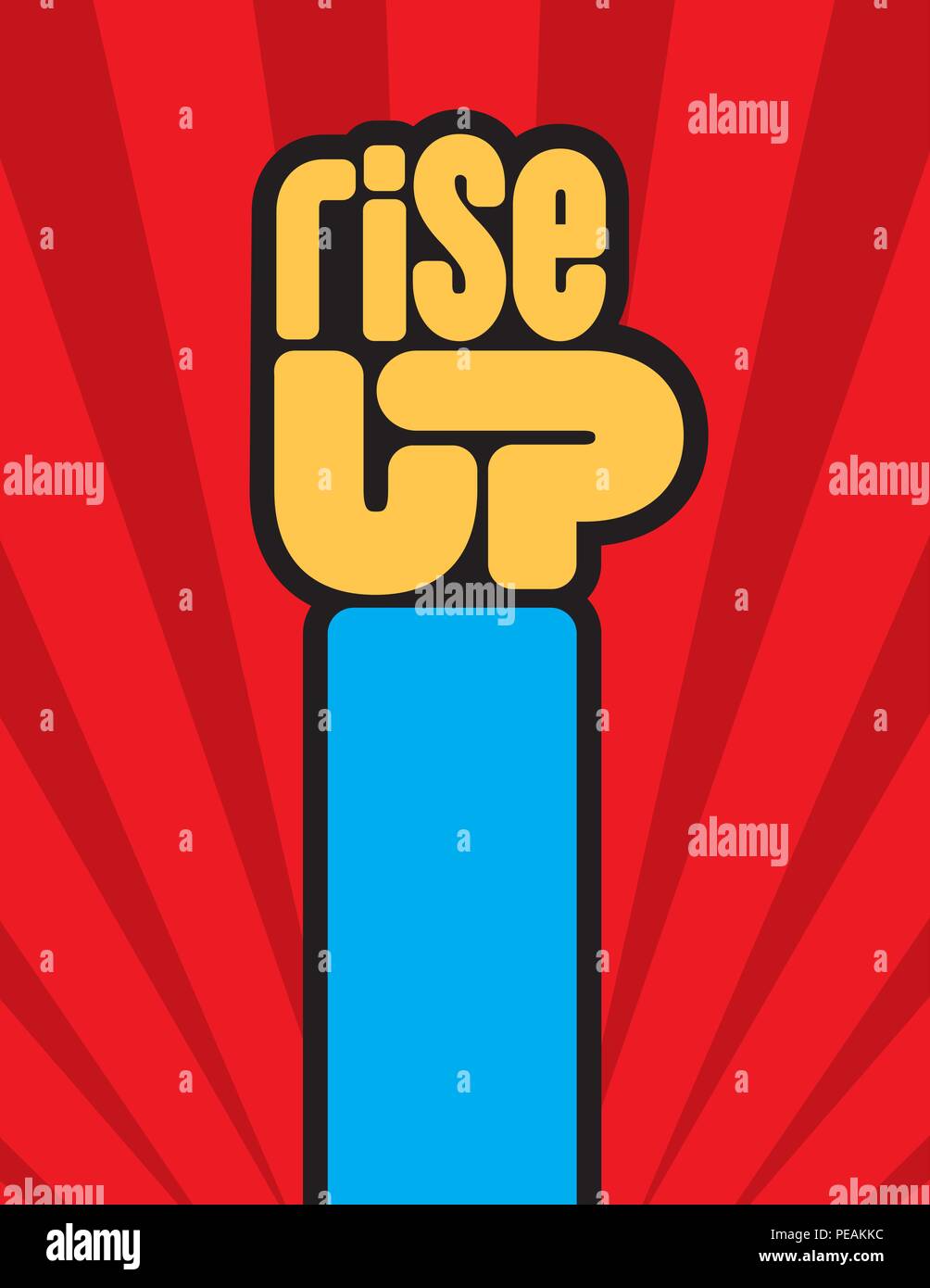 Rise Up raised fist protest vector design. The letters spelling rise up ...