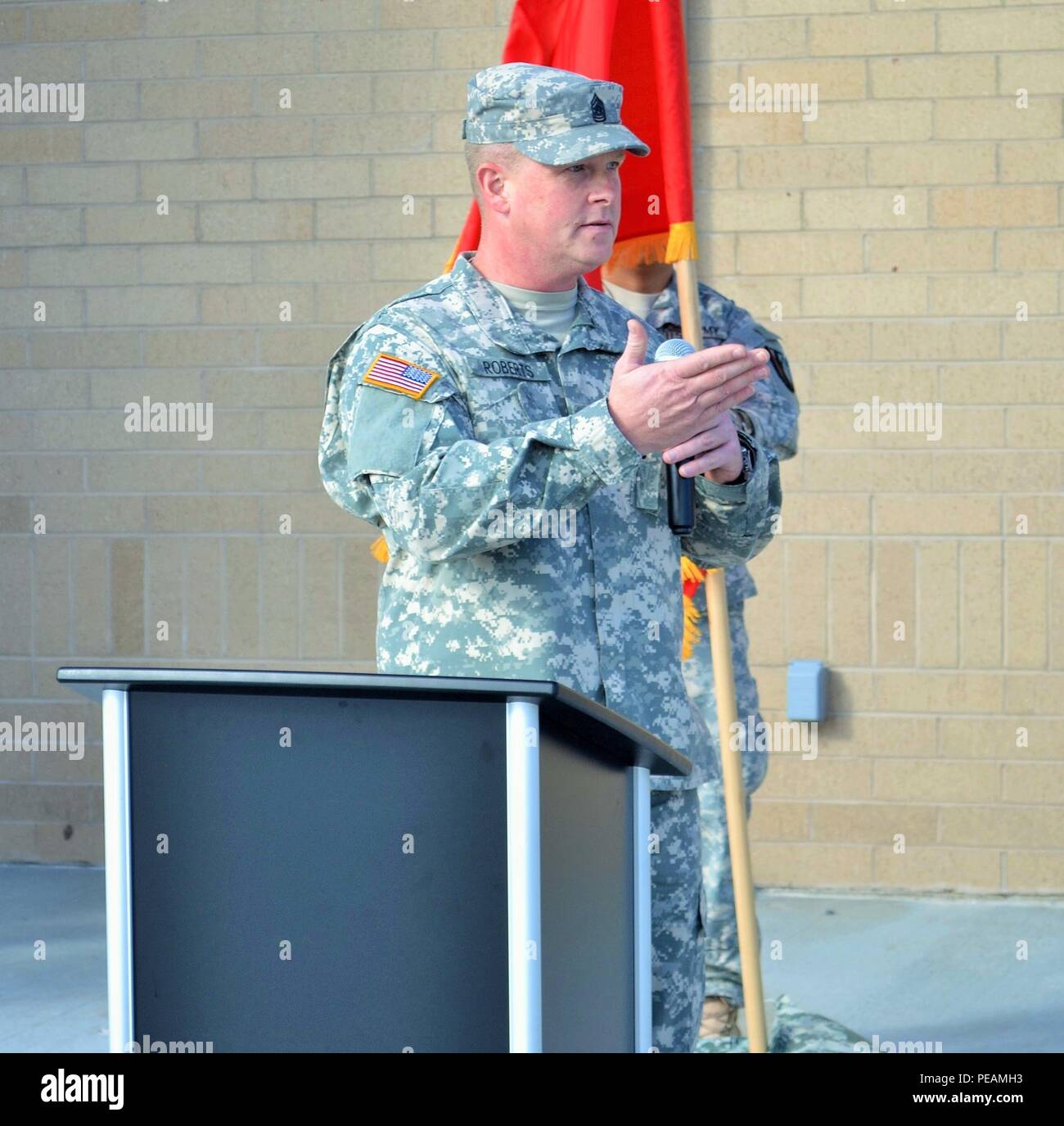 Command Sgt. Maj. Alan Roberts, 63rd BSB incoming command sergeant ...