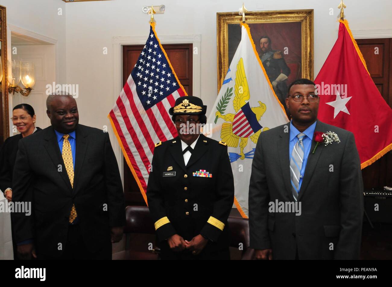 Governor of the Virgin Islands Kenneth E. Mapp, left, Adjutant General ...