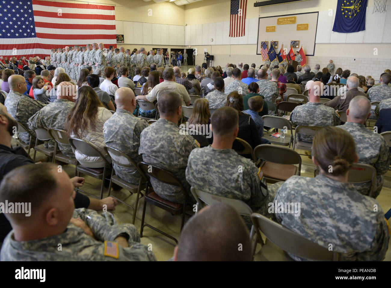 Indiana’s adjutant general, Maj. Gen. Courtney P. Carr, at lectern ...