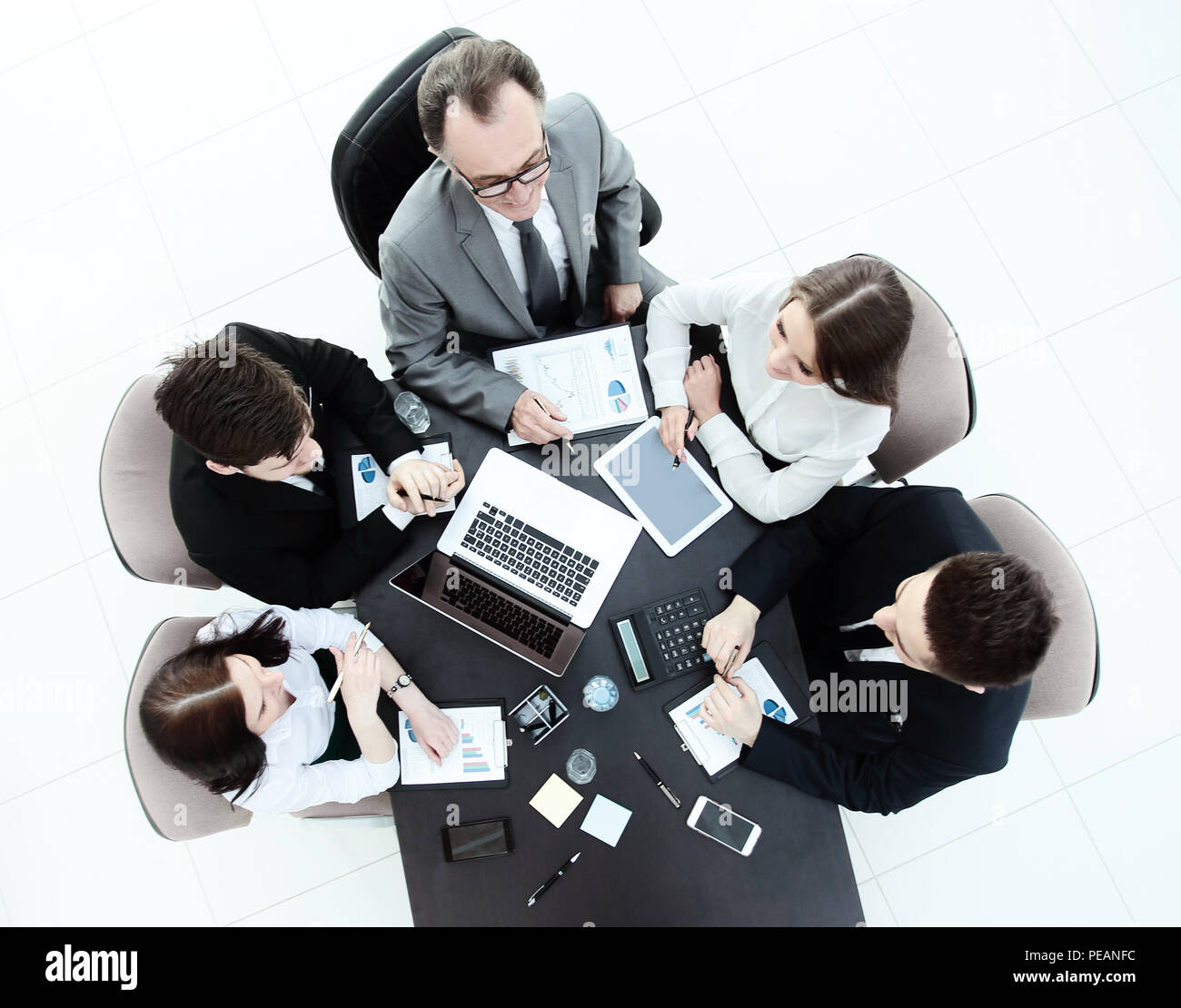top view.business team working with financial charts Stock Photo - Alamy