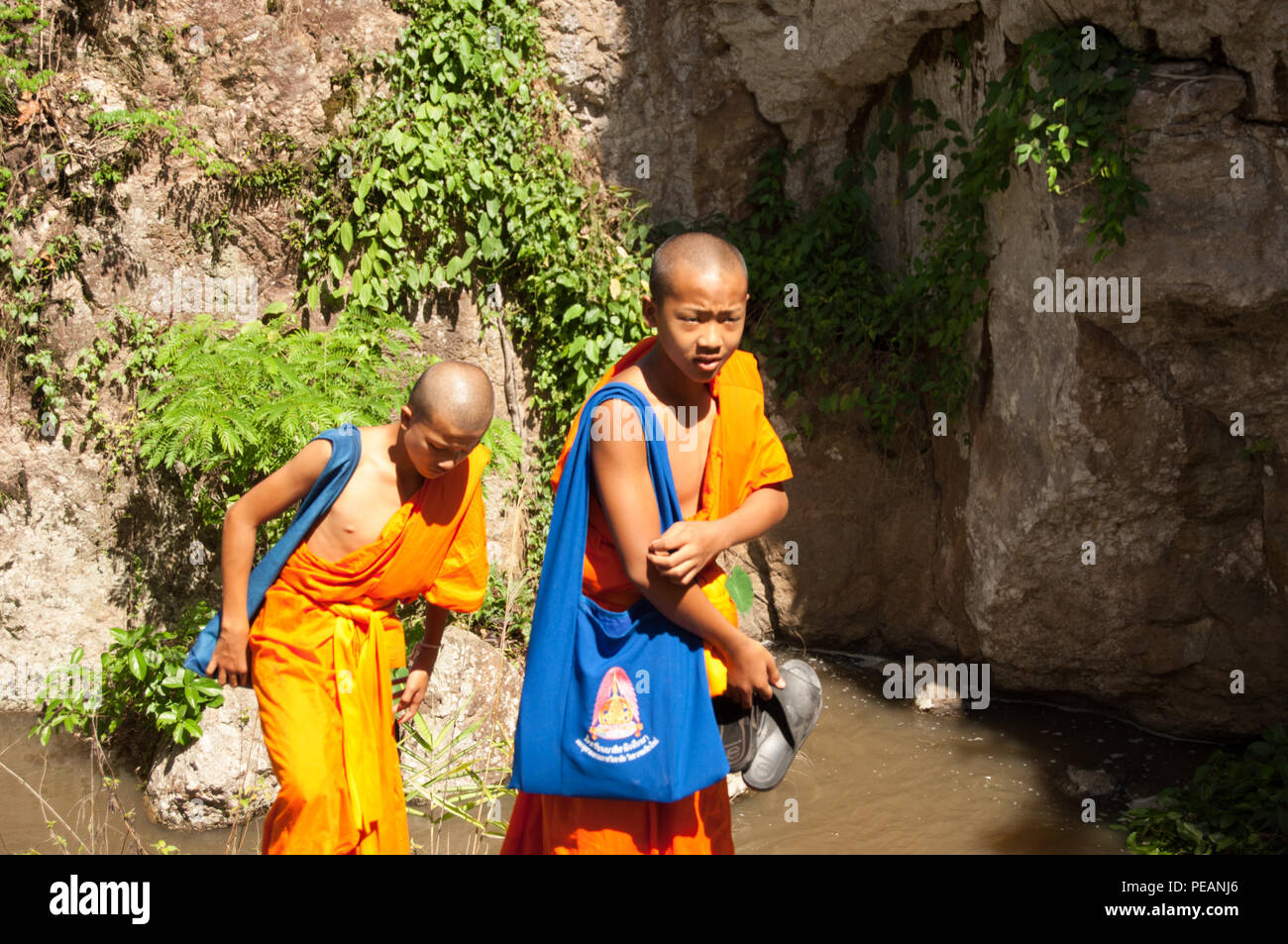 Two young monks, Chiang Mai Stock Photo - Alamy