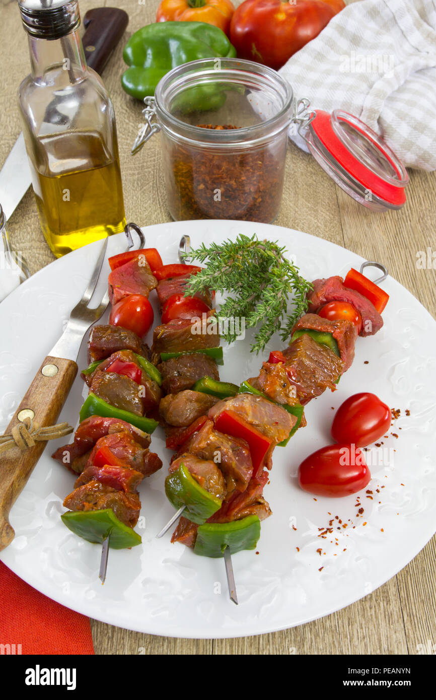 raw beef skewer Stock Photo - Alamy