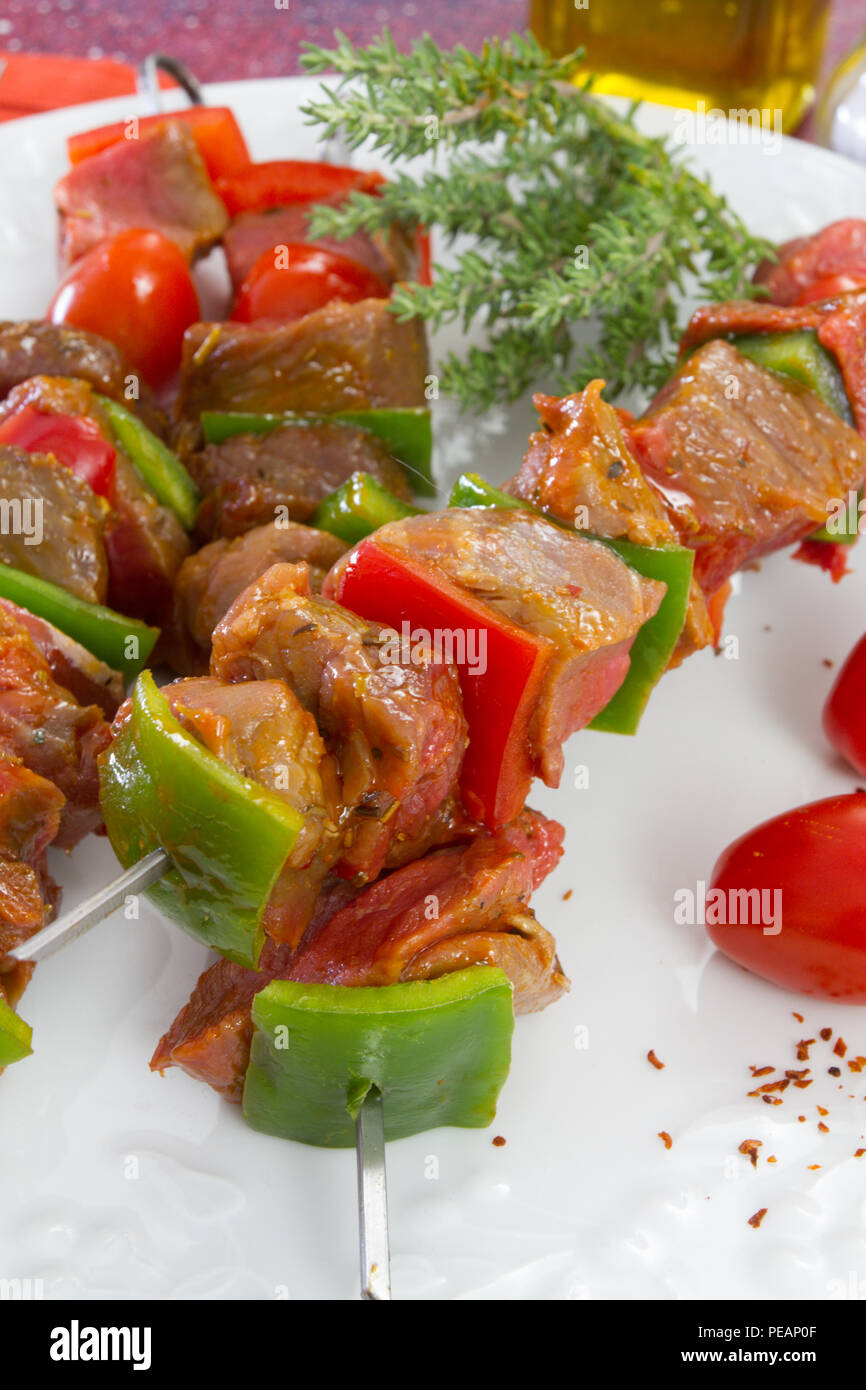 raw beef skewer Stock Photo - Alamy