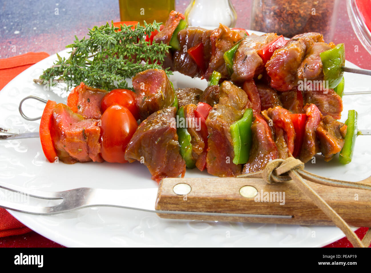 raw beef skewer Stock Photo - Alamy